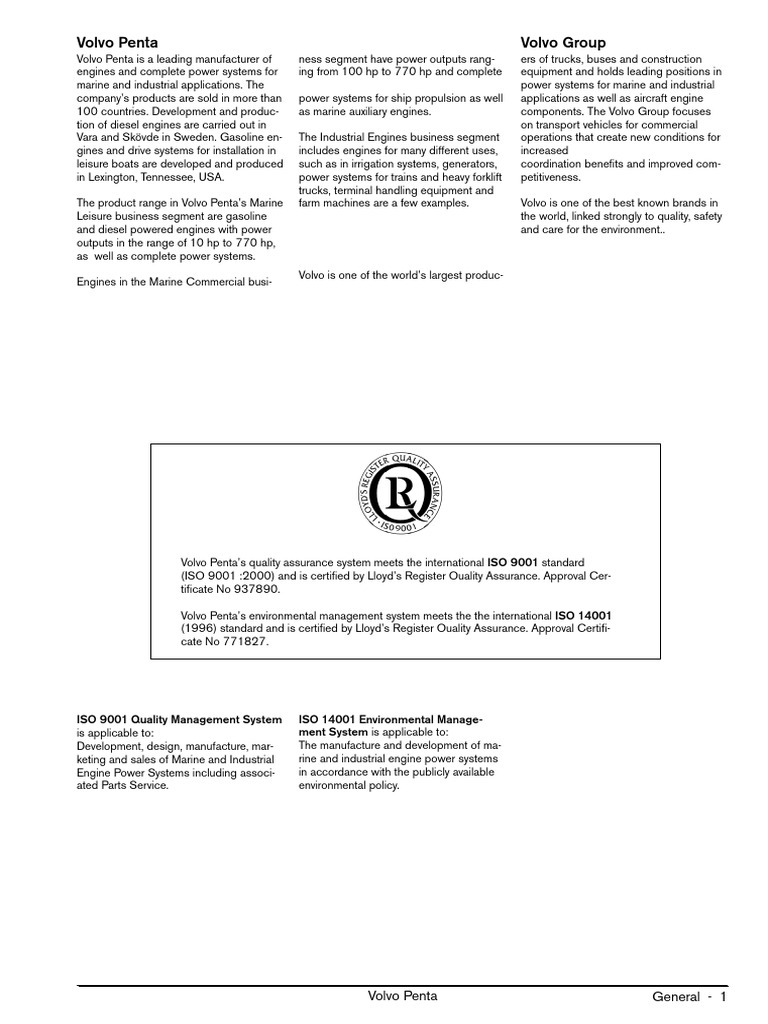 Volvo Penta Marine Engine Overview | PDF | Engines | Marine Propulsion