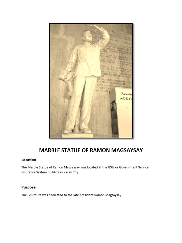 Marble Statue of Ramon Magsaysay | PDF