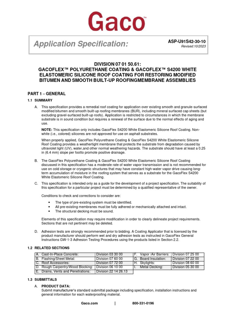 ASP U91S42 30 10 GacoFlex U91 S4200 Over Asphalt | PDF | Specification ...
