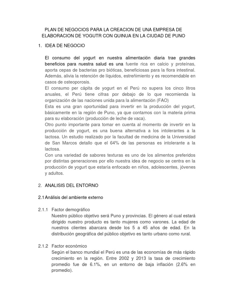 PLAN DE NEGOCIo | PDF | Contabilidad | Business