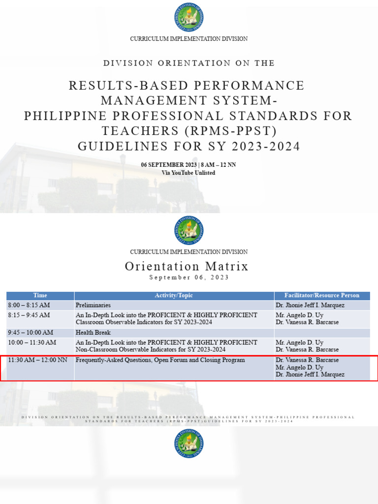 RPMS-PPST Guidelines SY 2023-2024 | PDF | Learning