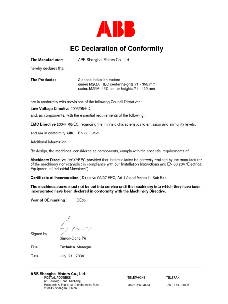 Declaration of Conformity | PDF