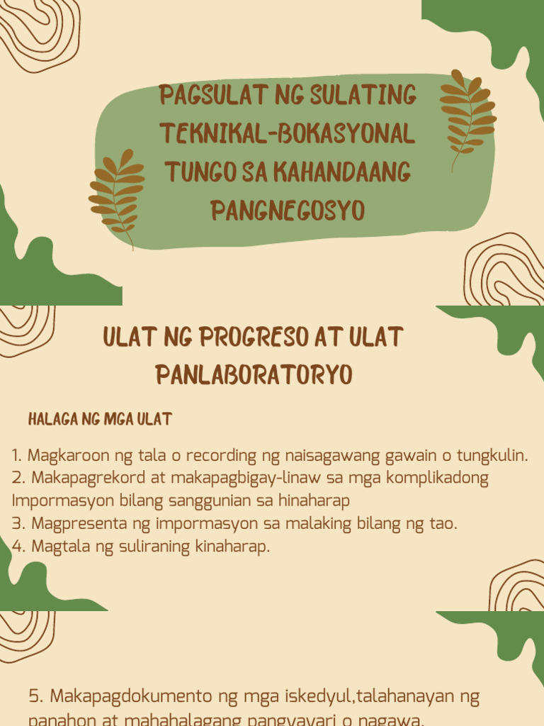 Pagsulat NG Sulating Teknikal - Bokasyonal Tungo Sa Kahandaang ...