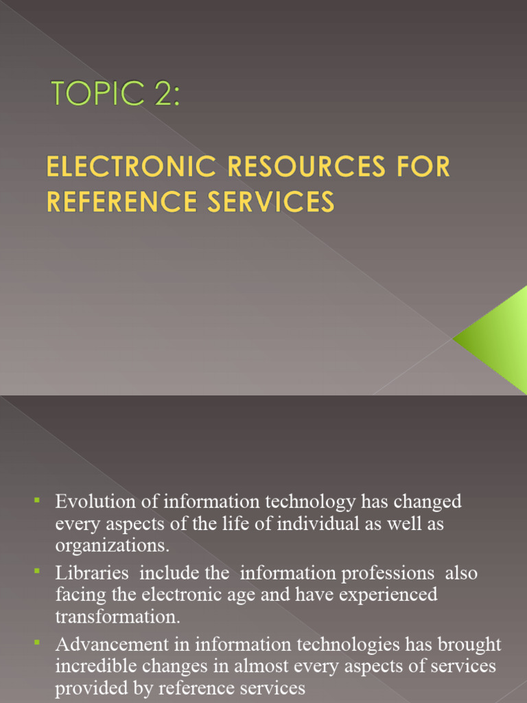 IMD312 - Topic 2 - Electronic Resources | PDF | Social Science