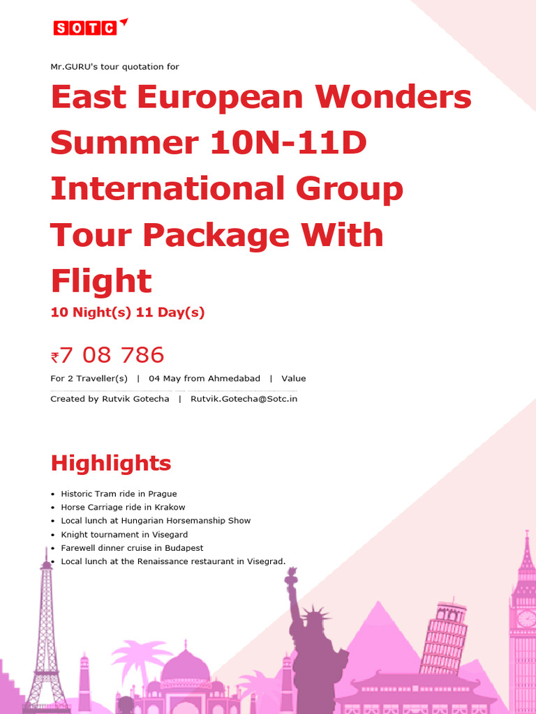 East European Wonders Summer 10N-11D International Group Tour Package With Flight | PDF ...