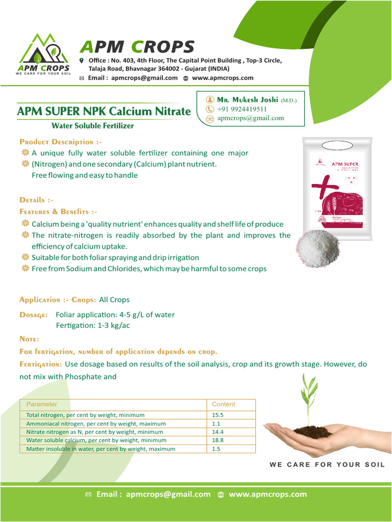 APM SUPER NPK Calcium Nitrate | PDF