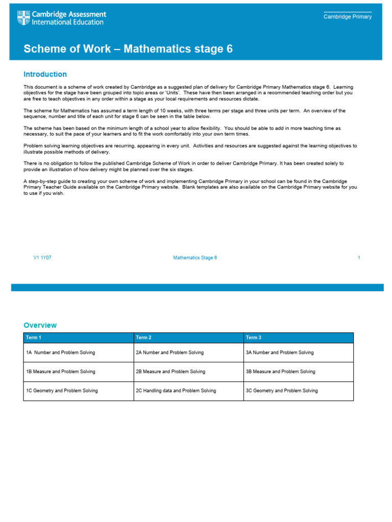 Cambridge Primary Maths Stage 6 Overview | PDF | Numbers | Mathematics