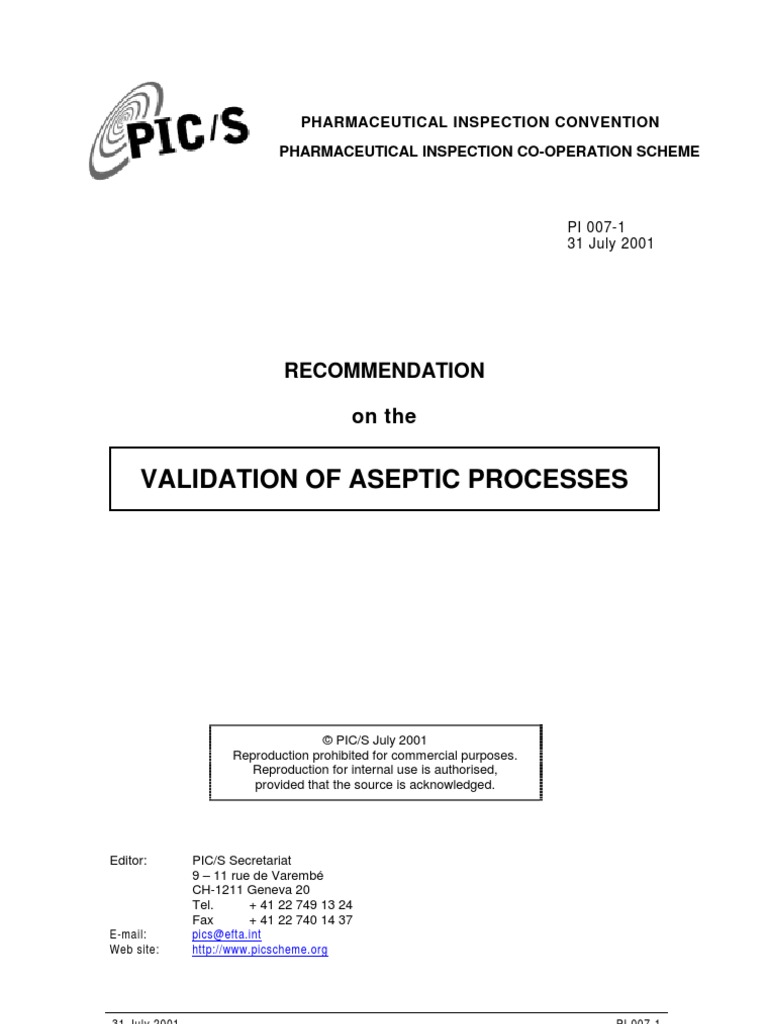 Aseptic Process Validation PICS | PDF | Sterilization (Microbiology ...