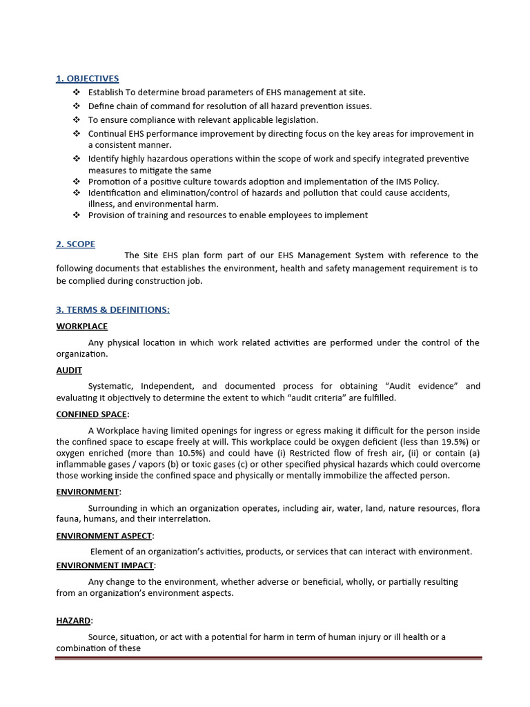 EHS Plan-1 | PDF