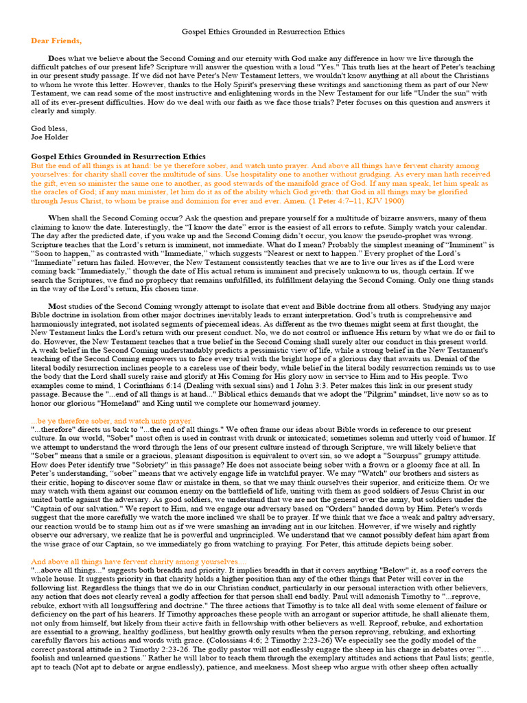 Gospel Ethics Grounded in Resurrection Ethics | Download Free PDF ...