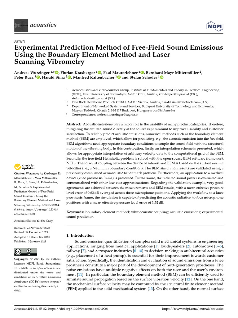 Acoustics 06 00004 | PDF | Finite Element Method | Simulation