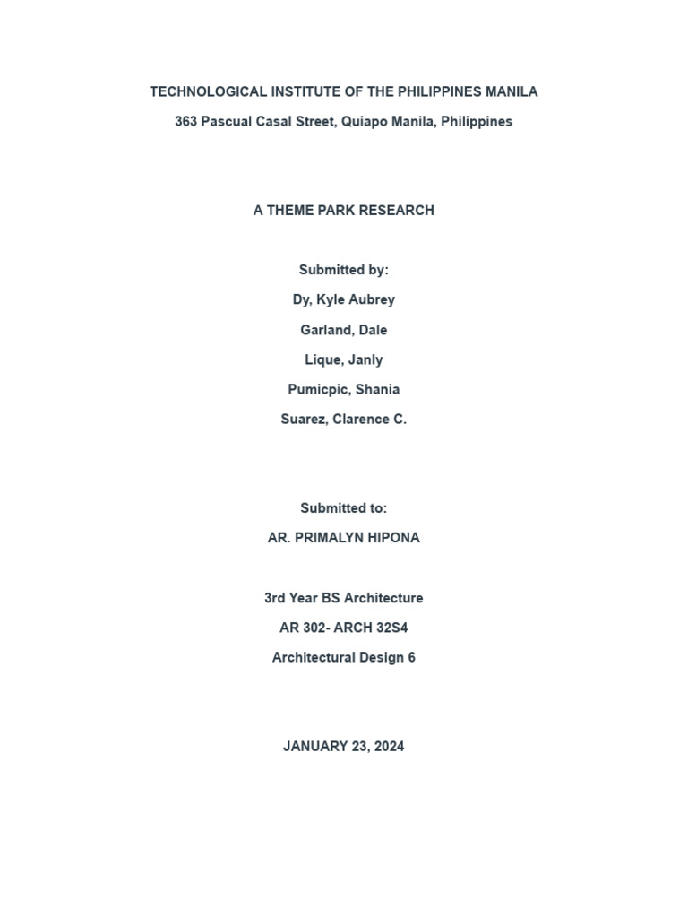 Assignment No. 01 - Theme Park Research | PDF | Amusement Park