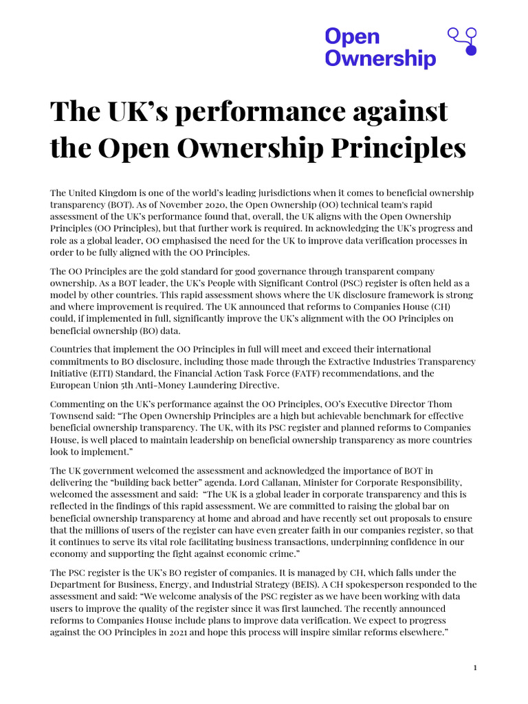 Oo Open Ownership Principles Uk Performance 2020 12 | PDF | Justice ...