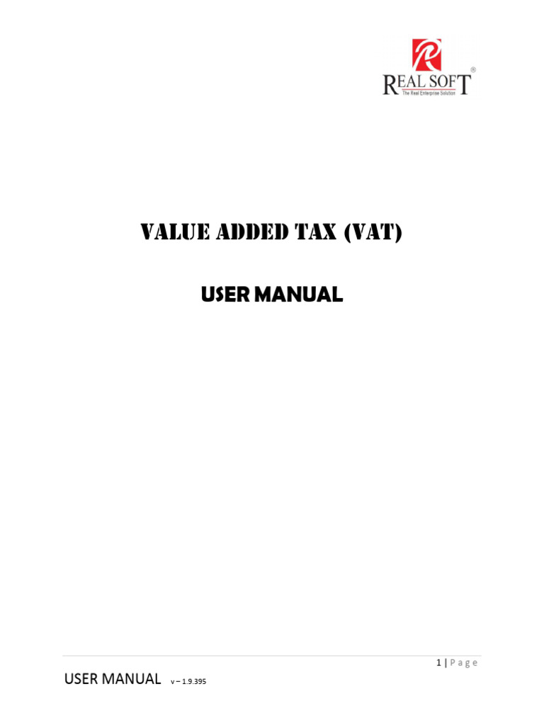 RealSoft VAT Module User Manual | PDF | Value Added Tax | Taxes