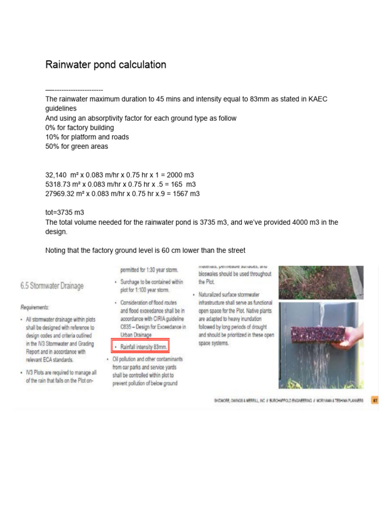 Rainwater Pond Calculation | PDF