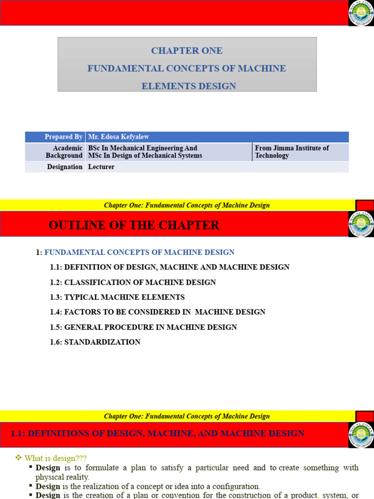 Chapter One Fundamental Concepts of Machine Element Design | PDF ...