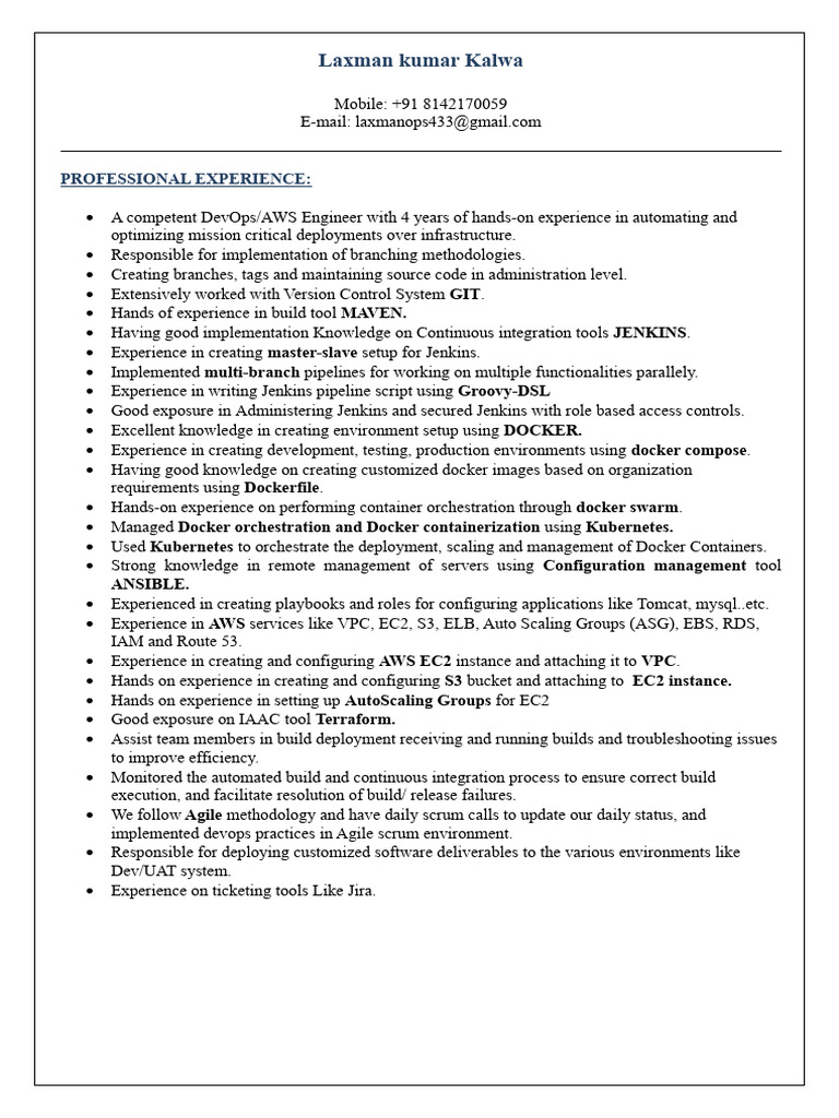 DevOps Resume 54 | PDF