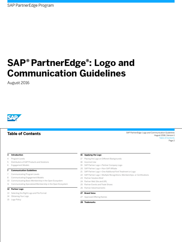 SAP PartnerEdge Logo and Communication Guidelines Aug2016 v2 | PDF ...