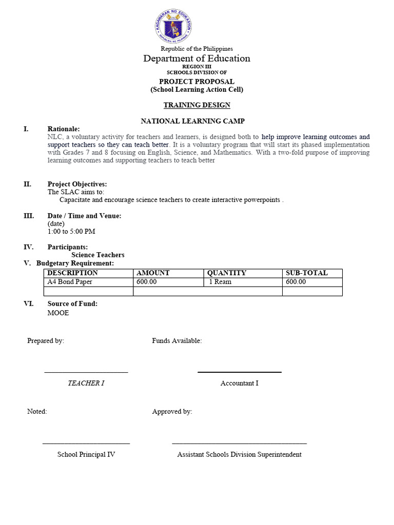 National Learning Camp Proposal | PDF | Teachers | Learning