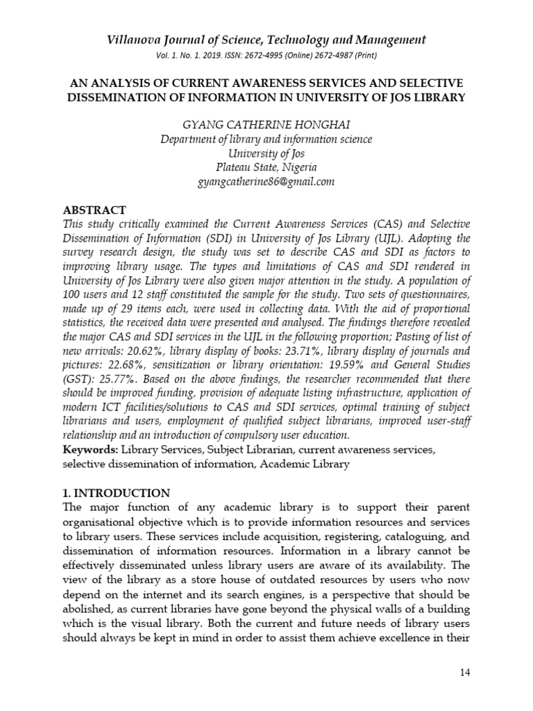 An Analysis of Current Awareness Services and Selective Dissemination of Information in ...