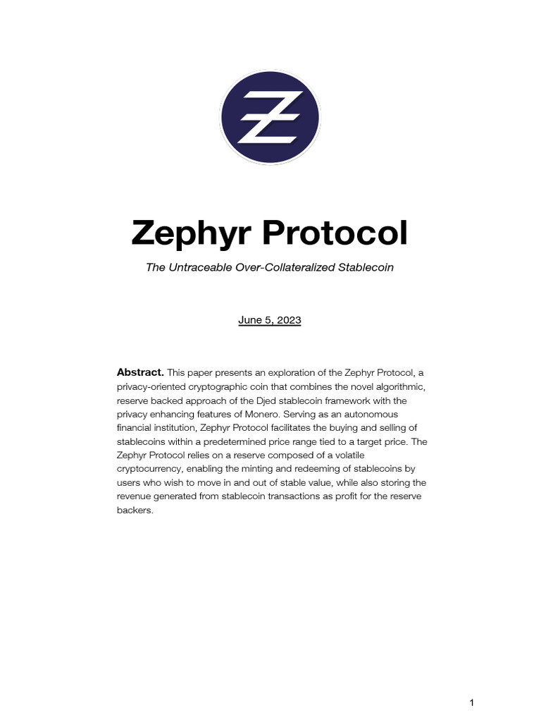 Zephyr Whitepaper v1 | PDF | Cryptocurrency | Market (Economics)