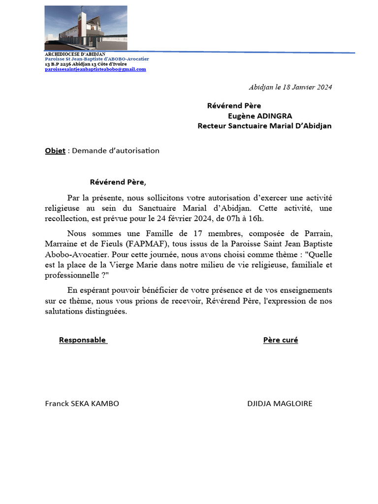 Courrier Demande D'autorisation | PDF