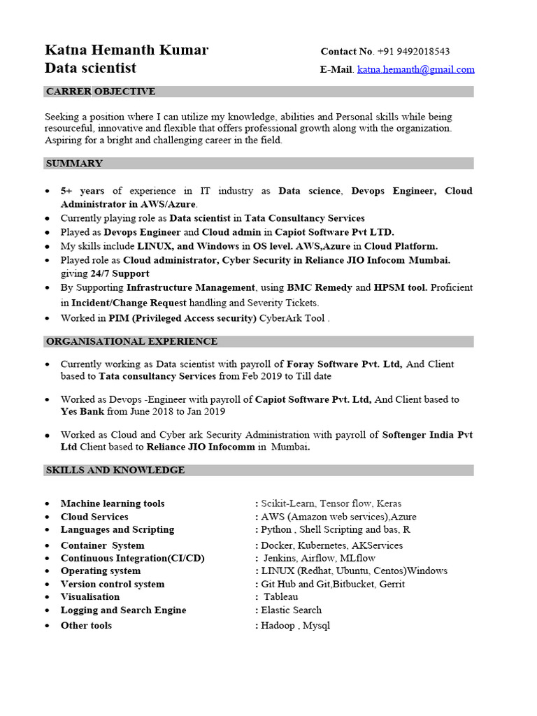 DevOps Resume 55 | PDF | Cloud Computing | Deep Learning