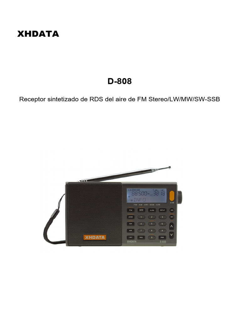 Manual XHData D-808 en Español | PDF | Radio | Modulación de frecuencia
