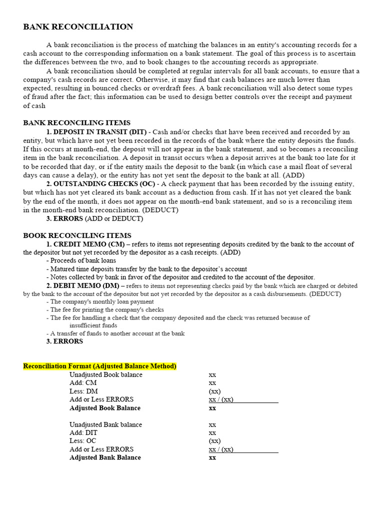 Bank Reconciliation | PDF