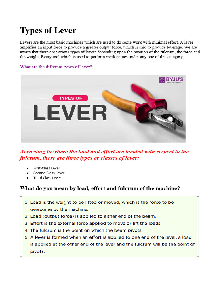 Types of Lever | PDF | Lever | Efficiency