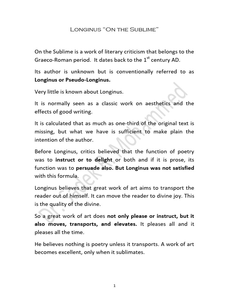 Longinus or Pseudo-Longinus | PDF
