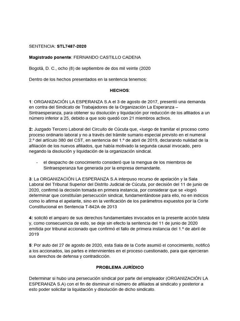 Sentencia | PDF | Sentencia (ley) | Sindicato
