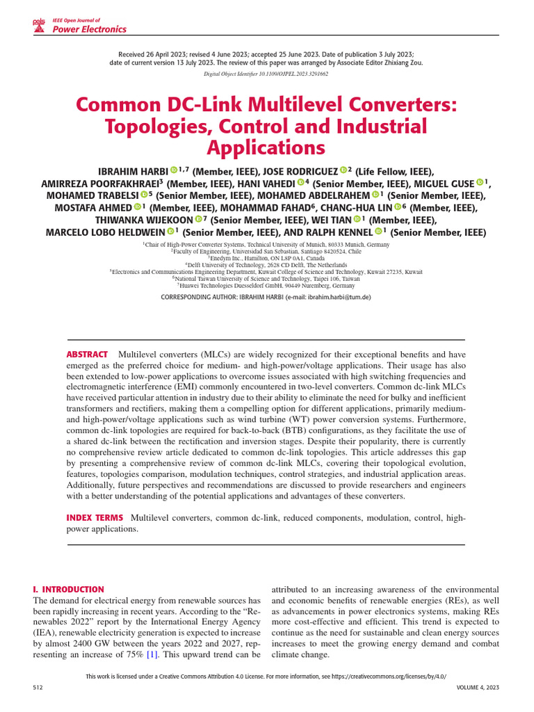 Common DC-Link Multilevel Converters Topologies Control and Industrial Applications | Download ...