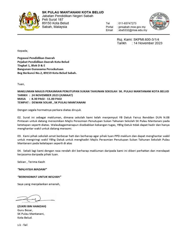 Surat Kepada PPD | PDF | Karier & Perkembangan