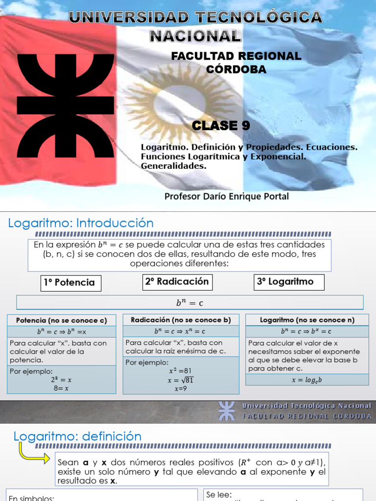 Presentación Clase 9 V2 | Descargar gratis PDF | Logaritmo | Exponenciación