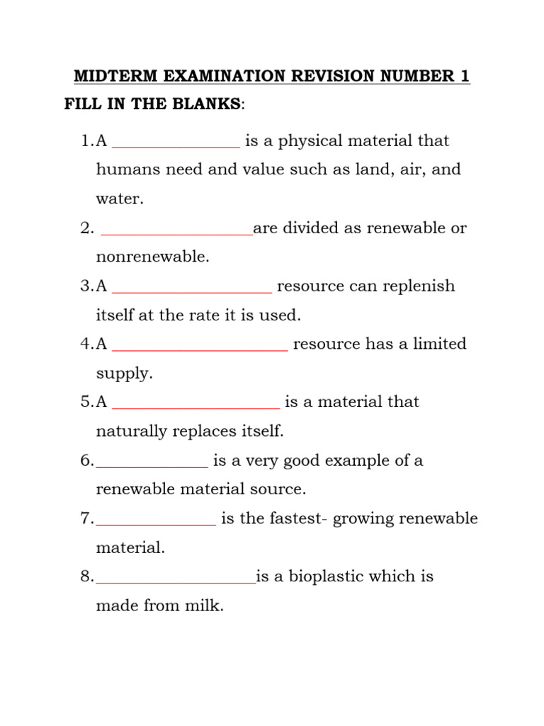Midterm Examination Revision Number 1 QP | PDF | Rain | Oceans