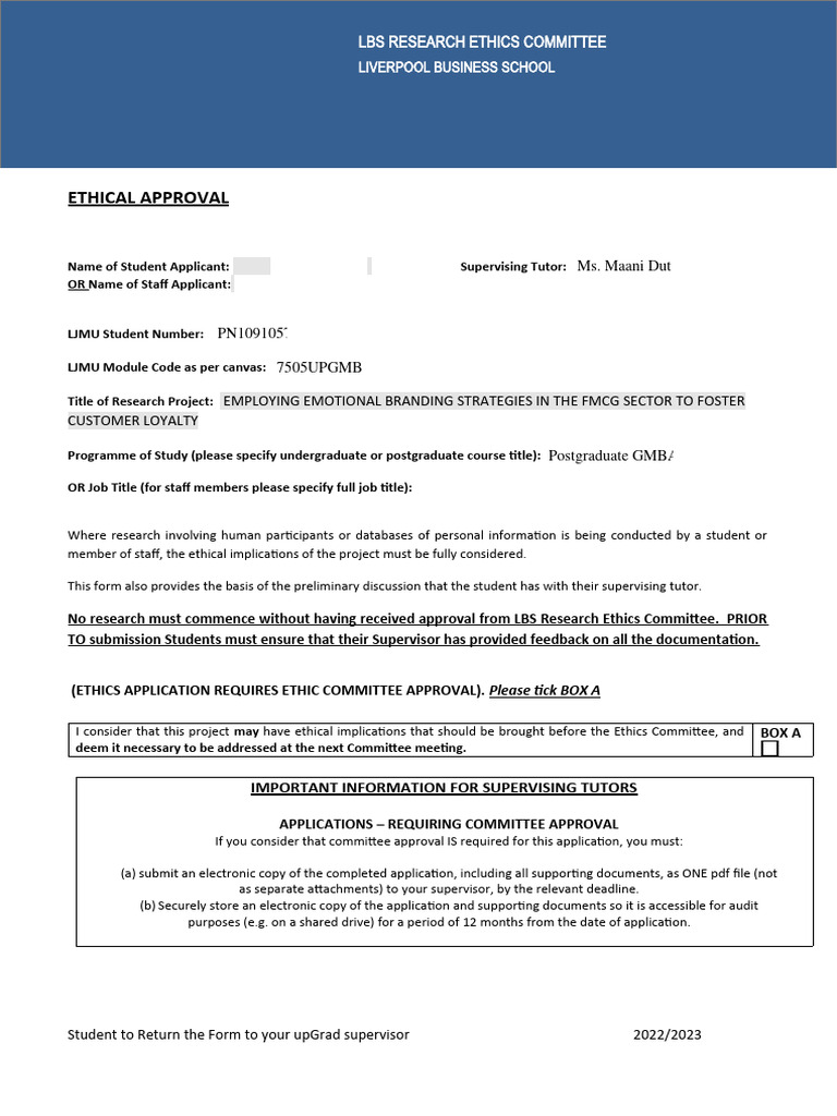 Ethics+Form+Primary+Research+++Form+a Upgrad | PDF | Informed Consent