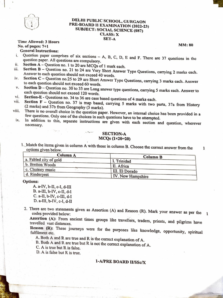 Dps Preboard Paper SSC | Download Free PDF | Multiple Choice