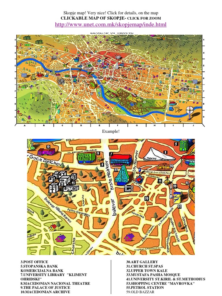 Skopje City Map and Attractions Guide | PDF