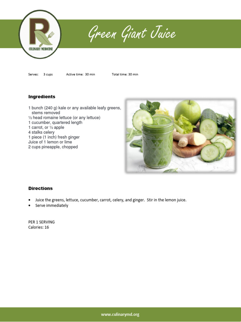 Green Giant Juice Recipe | PDF