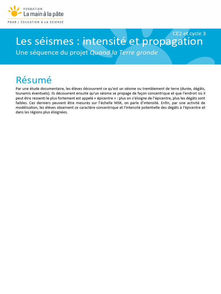 Comprendre les séismes et leur intensité | PDF | Tremblements de terre ...