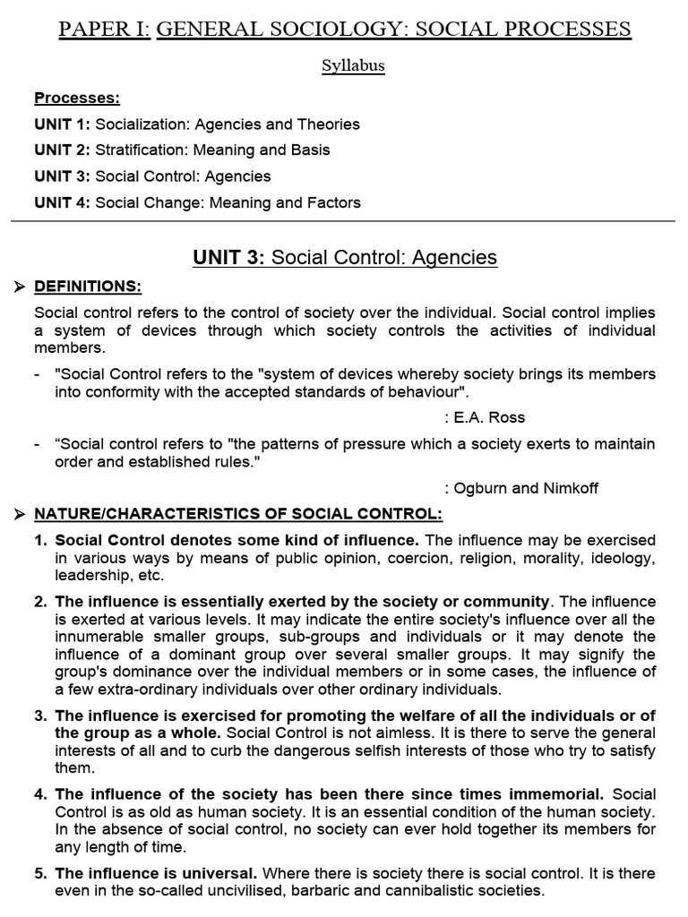 Social Control Notes | PDF | Id | Socialization