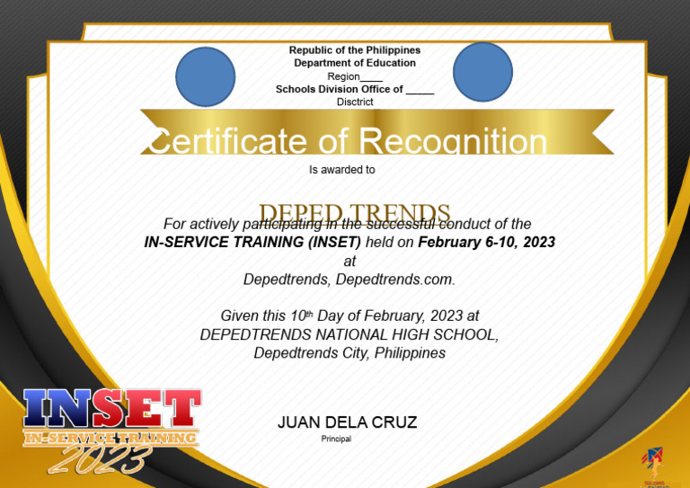 Depedtrends Certificate of Participation Inset 2 | PDF