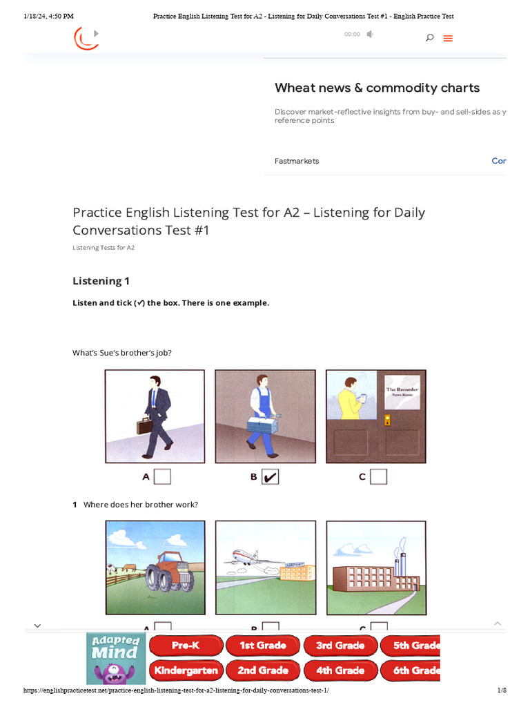 Practice English Listening Test For A2 - Listening For Daily ...