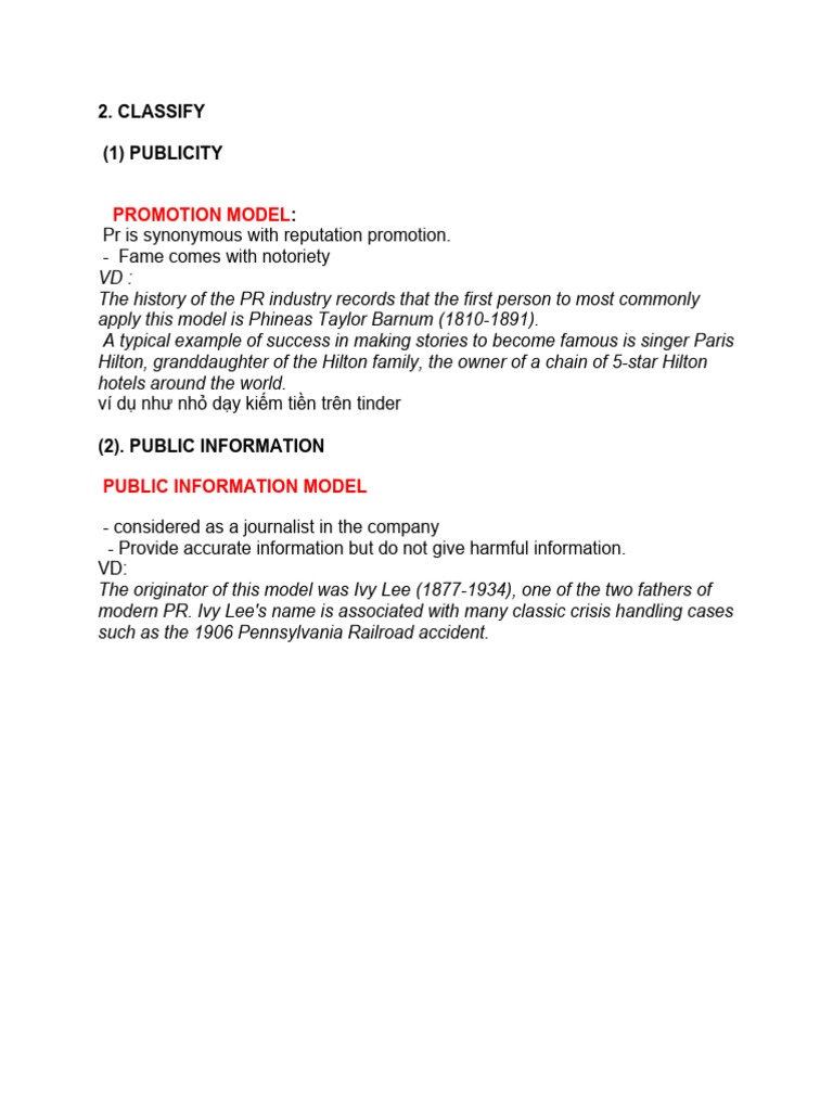 Promotion Model: 2. Classify (1) Publicity | PDF | Public Relations ...