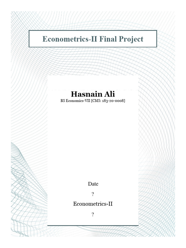 Econometrics Ii Final Project Pdf