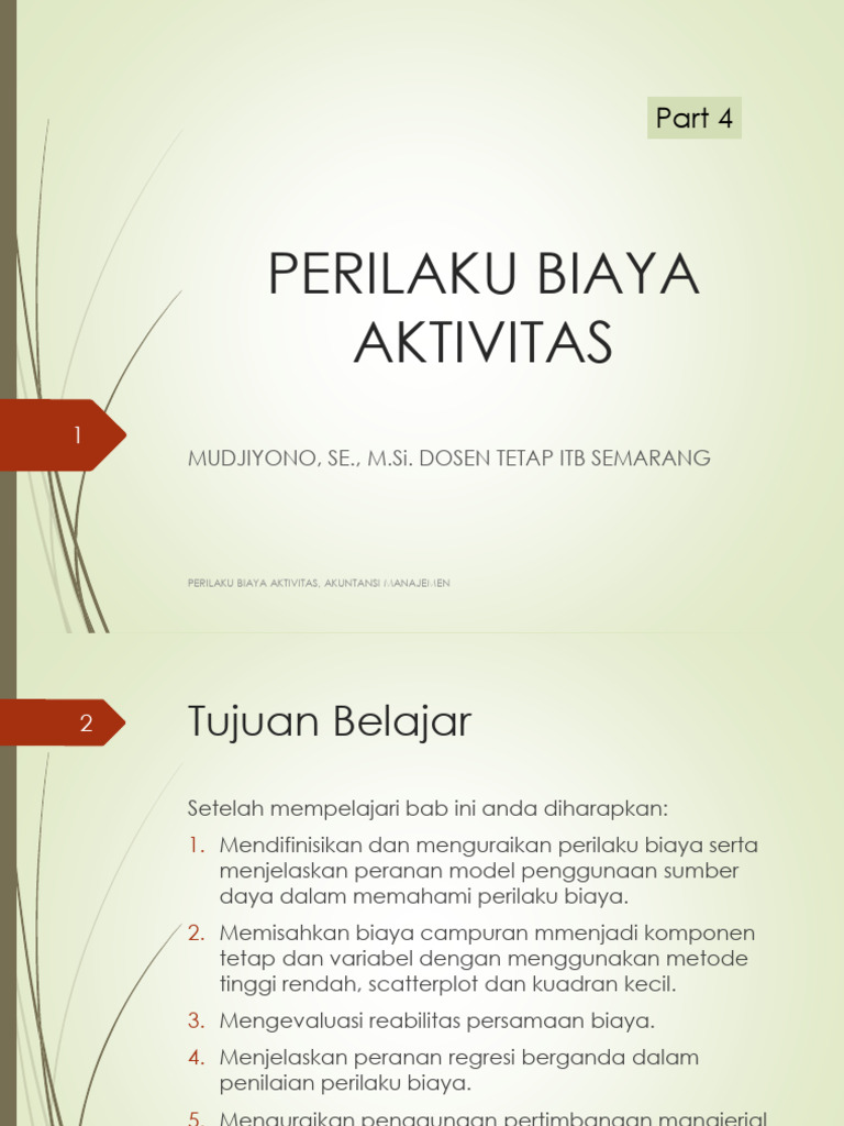 Perilaku Biaya Aktivitas | PDF