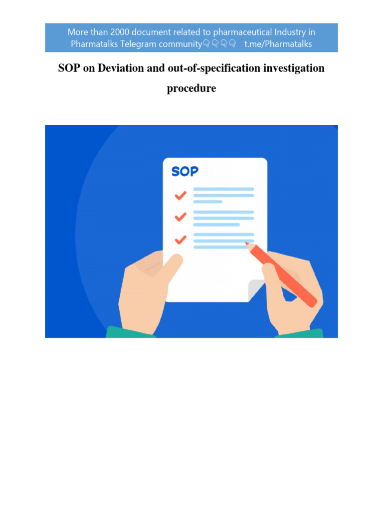 SOP On Deviation and Out-Of-Specification Investigation | PDF | Quality ...