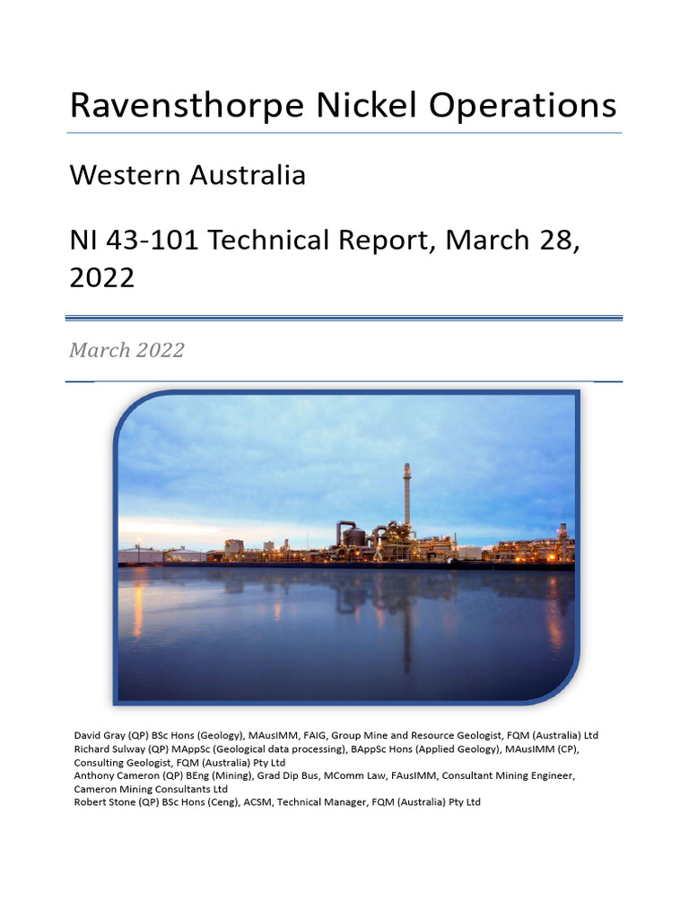 Ravensthorpe NI 43 101 Technical Report | PDF