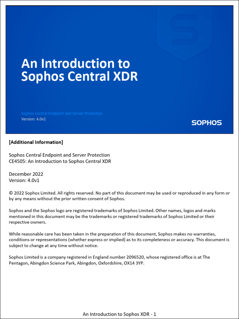 Sophos Central XDR Guide | PDF | Cloud Computing | Computing